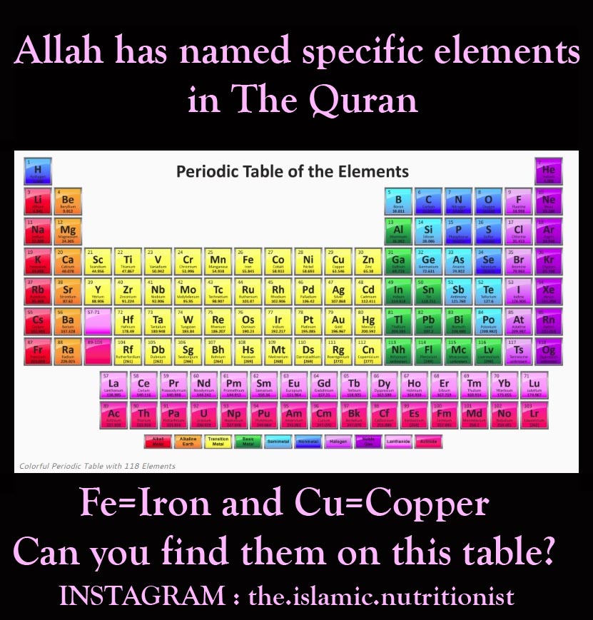 ALLAH MENTIONS ELEMENTS IN THE QURAN – Karimah's Cuisina Quranic Cooking